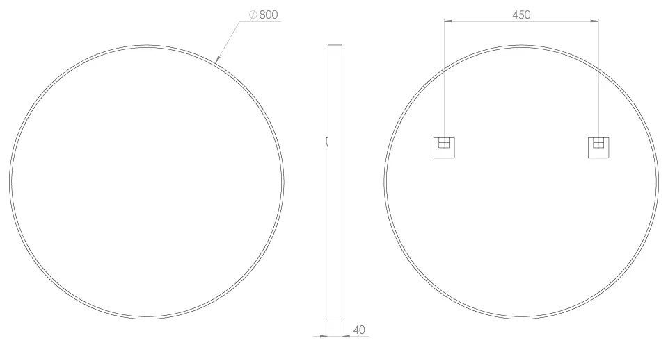 Sapho NOTION kulaté zrcadlo v rámu ø 80cm, černá mat NT800