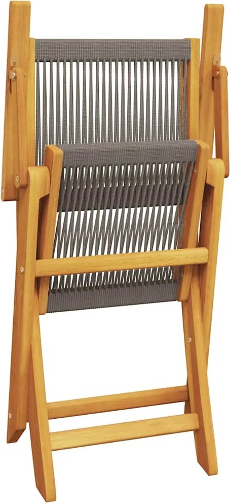 3dílný bistro set šedý polypropylen a masivní dřevo 3281854