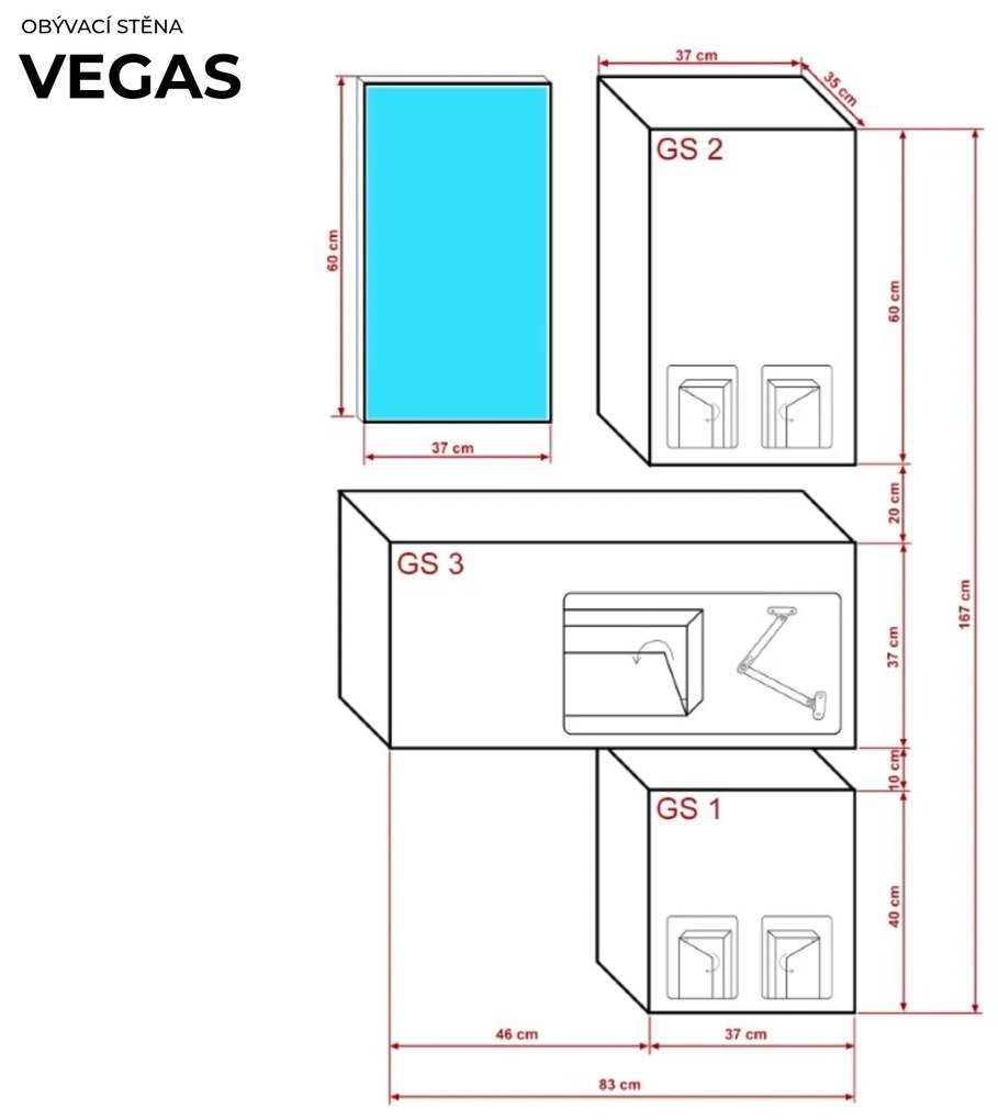 Ral Předsíňová stěna VEGAS 2 - Černý lesk