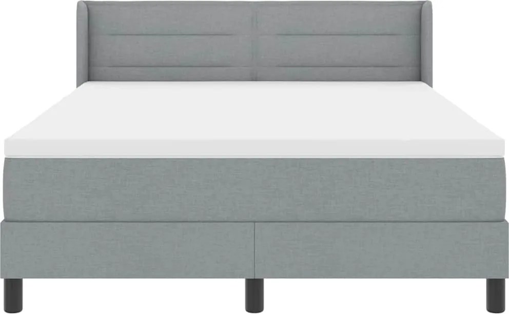 Postel s boxspringem s čelo Světle šedá 190 x 140 cm textil 3341034