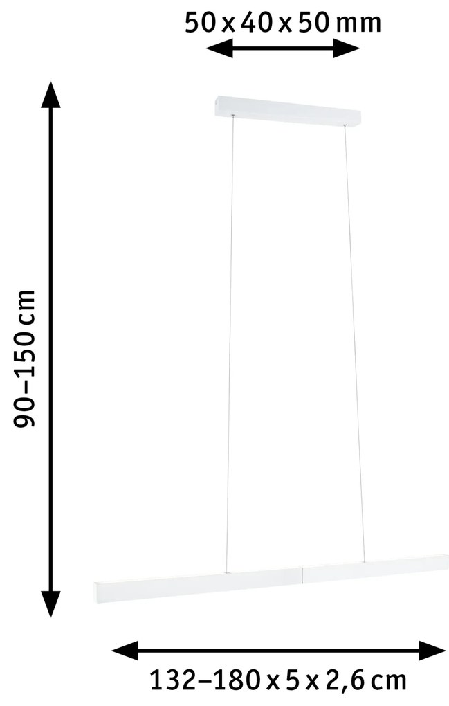 Paulmann 79888 Aptare, ZigBee závěsné svítidlo LED 18W, 2700K, nastavitelná šířka, svítí nahoru/dolů, dálkové ovládání