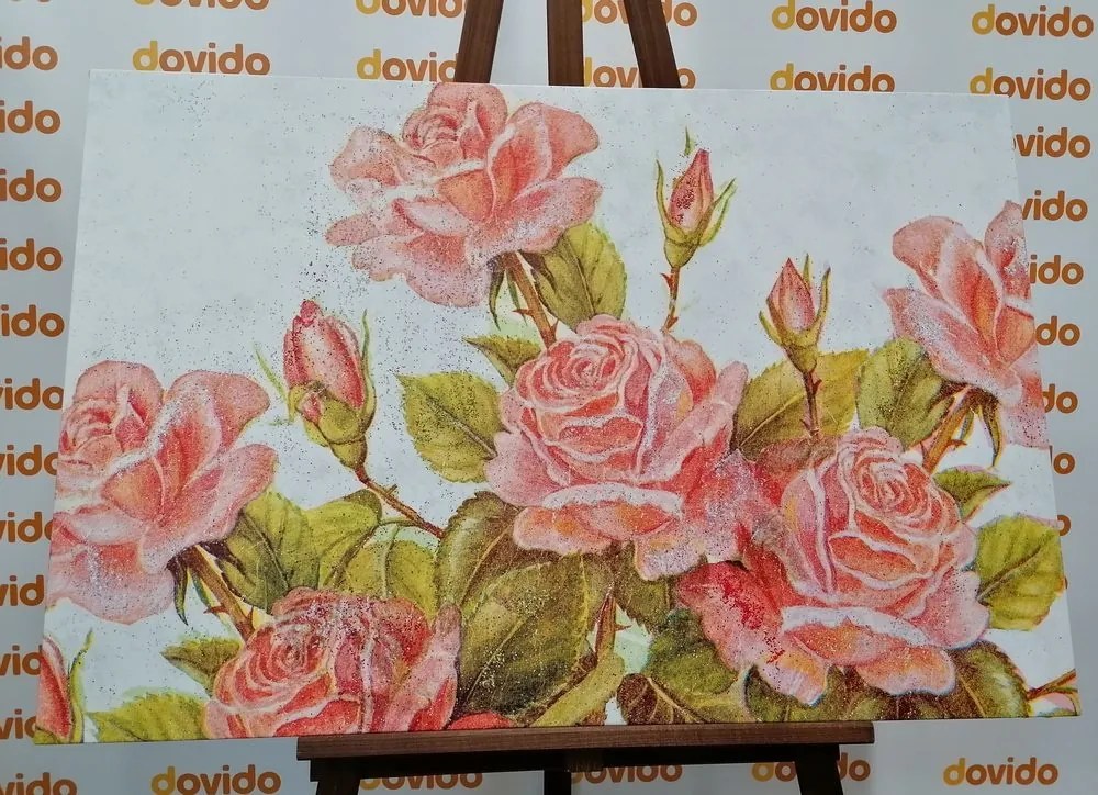 Obraz vintage kytice růží - 90x60 cm