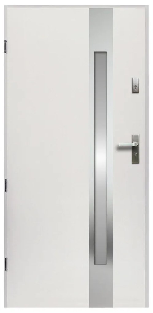 O.K. Doors® Vchodové dveře Hestia, 90 L, rozměr vč. zárubně: 1000 × 2070 mm, ocel, levé, bílé, prosklené