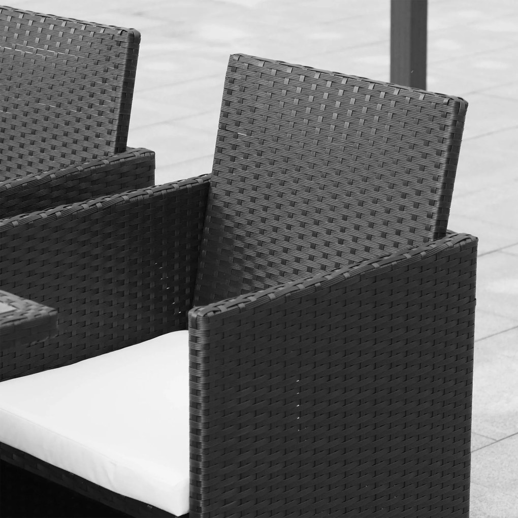 Outsunny sedací souprava 8 osob polyratanová zahradní souprava sedací souprava černá, odolná proti povětrnostním vlivům a robustní pro zahradu terasu…