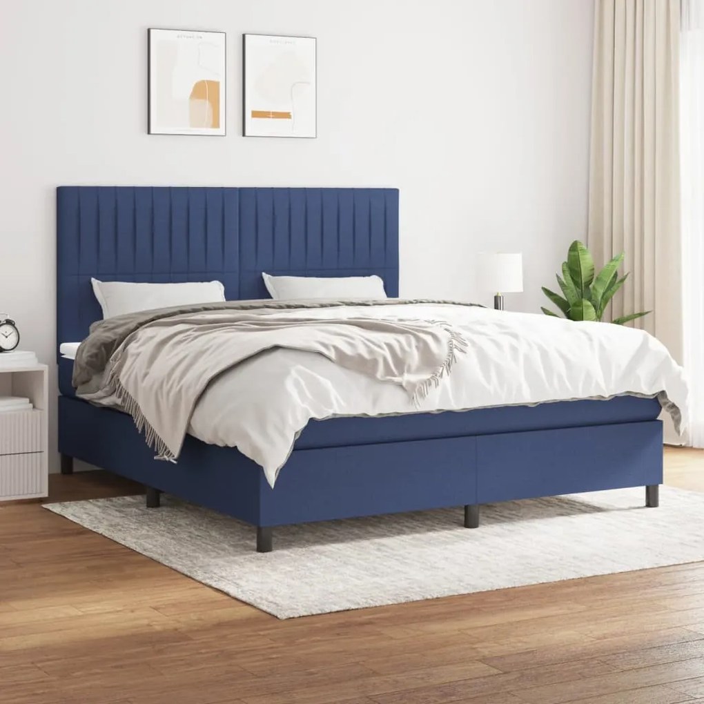 Box spring postel s matrací modrá 180x200 cm textil 3141959
