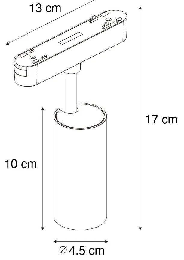 Moderní černé bodové svítidlo pro jednofázový kolejnicový systém 9W 3000K - Magnetic Gert