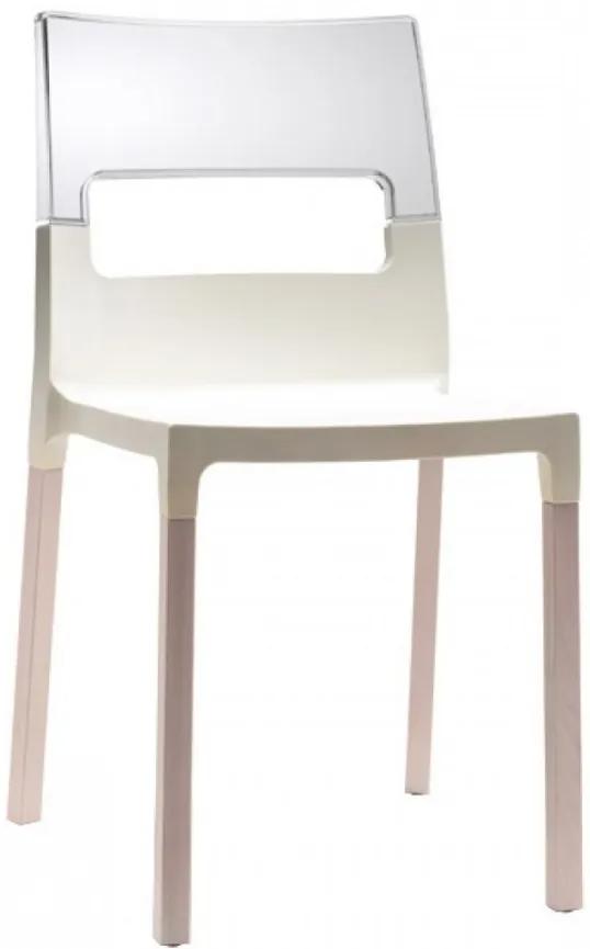 SCAB - Židle DIVA NATURAL - transparentní-bílá/buk