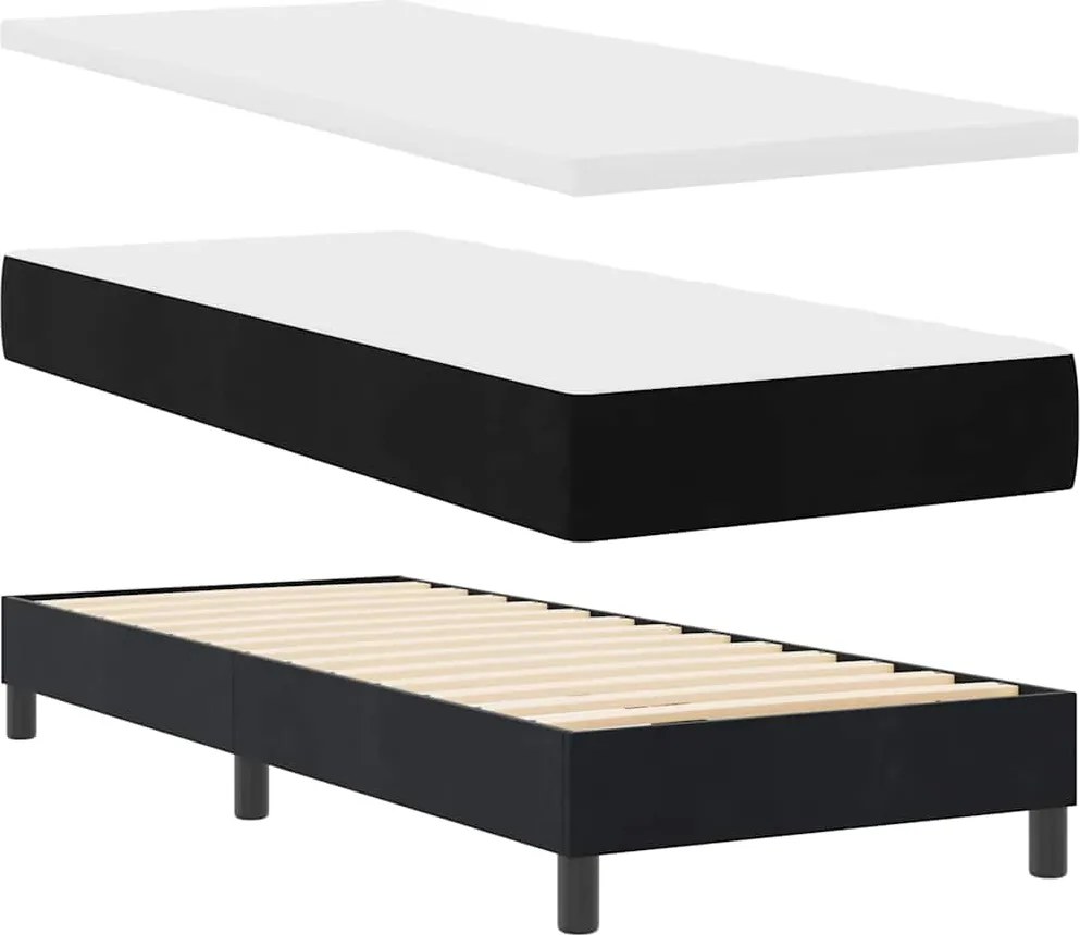 Postel s boxspringem s matrací s čelo Černá 80 x 200 cm samet 3339070