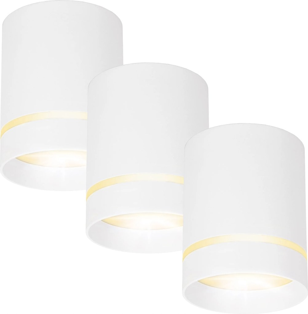 3x Led halogenové spotové nástěnné svítidlo Tuba GU10 80x100 mm Bílé kulaté