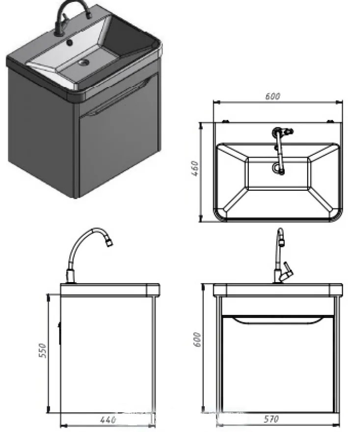 Lavedo Livorno White 60 koupelnová skříňka s umyvadlem