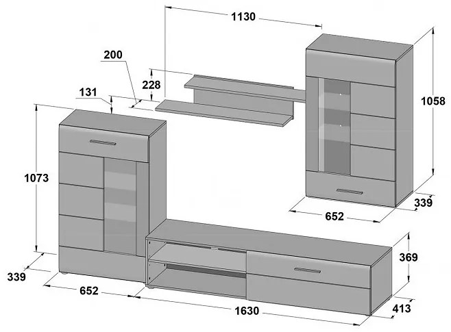 Casarredo Obývací stěna v dekoru dub sonoma KN1194