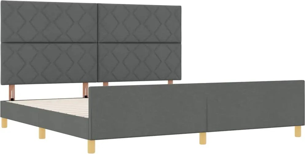 Rám postele s čelo Tmavě šedá 200 x 200 cm textil 3344831