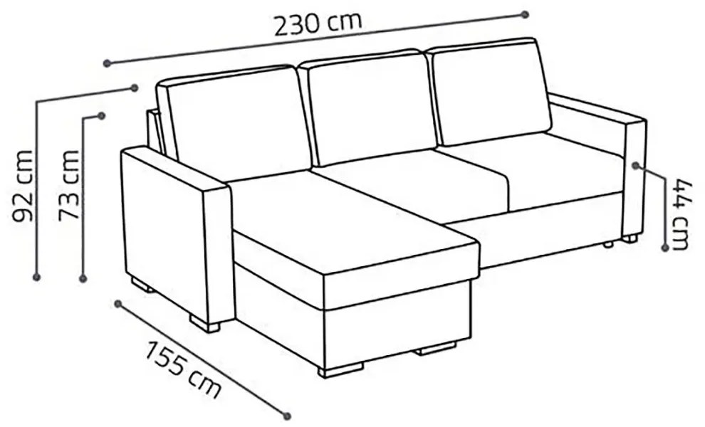 Sedací souprava TOKIO | 230x155 cm | rozkládací + úložný prostor | UNI provedení | VÝBĚR TKANIN