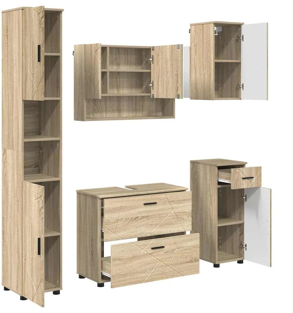 Sada koupelnového nábytku 5 ks Sonoma dub 35 x 30 x 192 cm 3393075