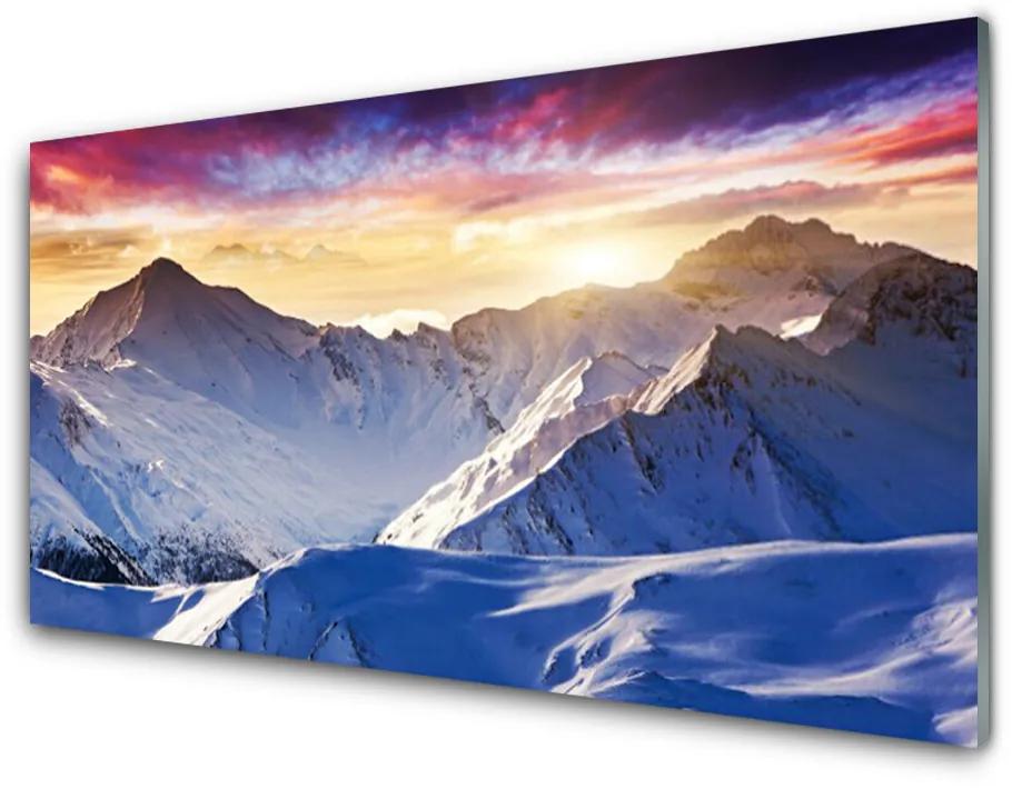 akrylový obraz Hory Sníh Krajina 140x70 cm