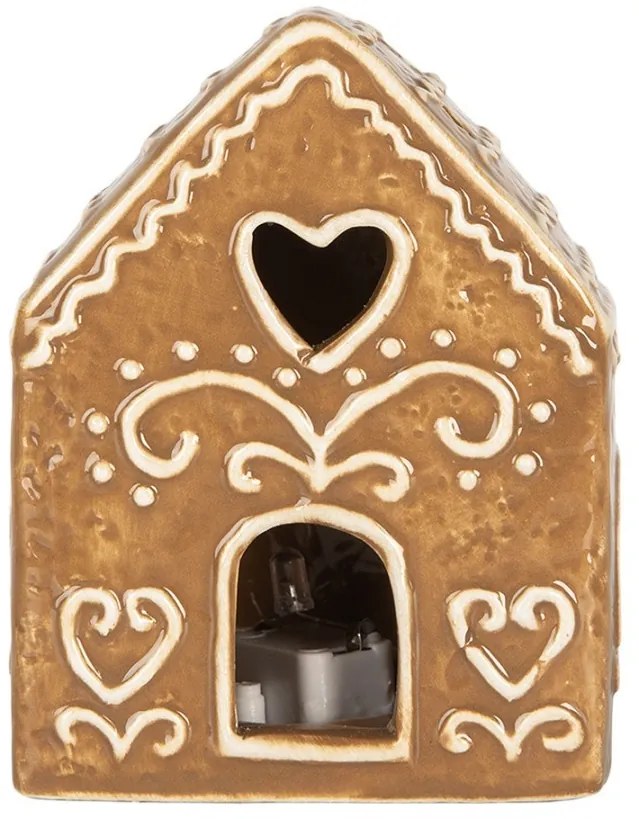 Hnědá perníková LED chaloupka Gingerbread Cott - 8*6*10 cm