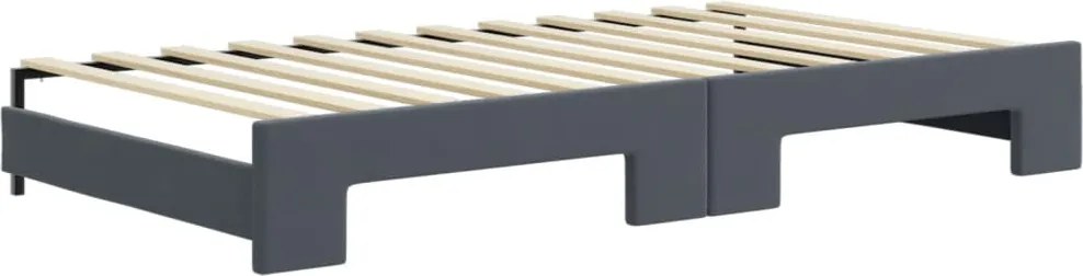 Válenda s přistýlkou a zásuvkami tmavě šedá 100 x 200 cm samet 3197009