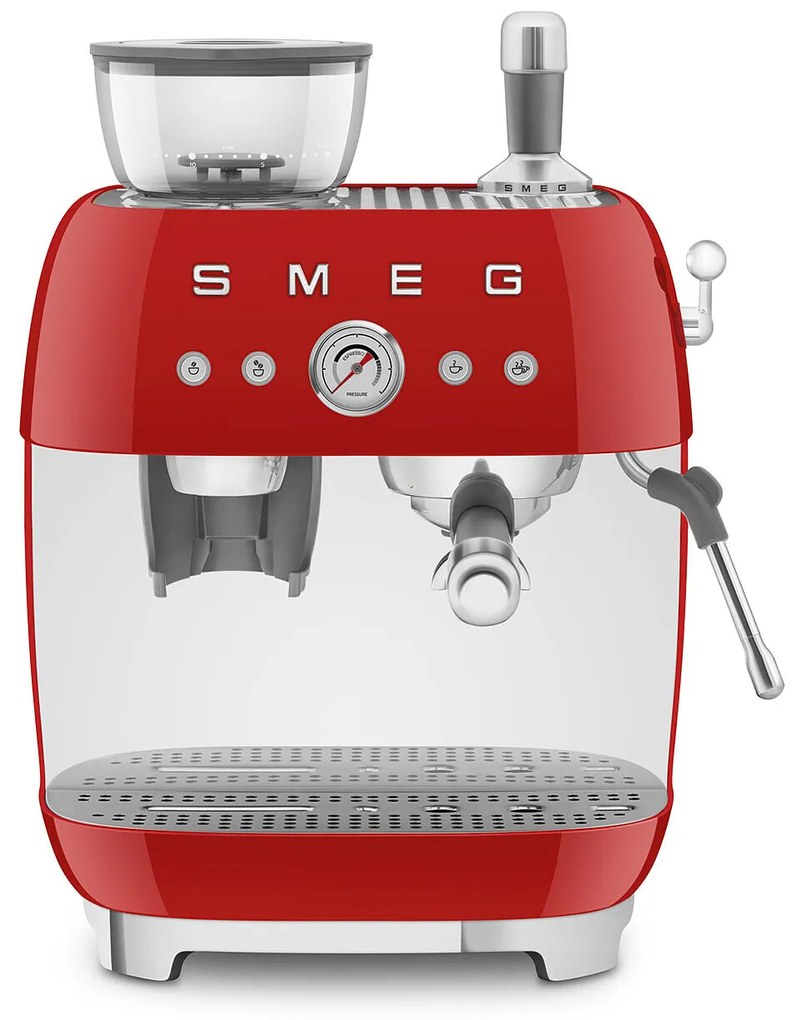 Smeg Pákový kávovar s mlýnkem EGF03, 50's Retro Style, červená  EGF03RDEU