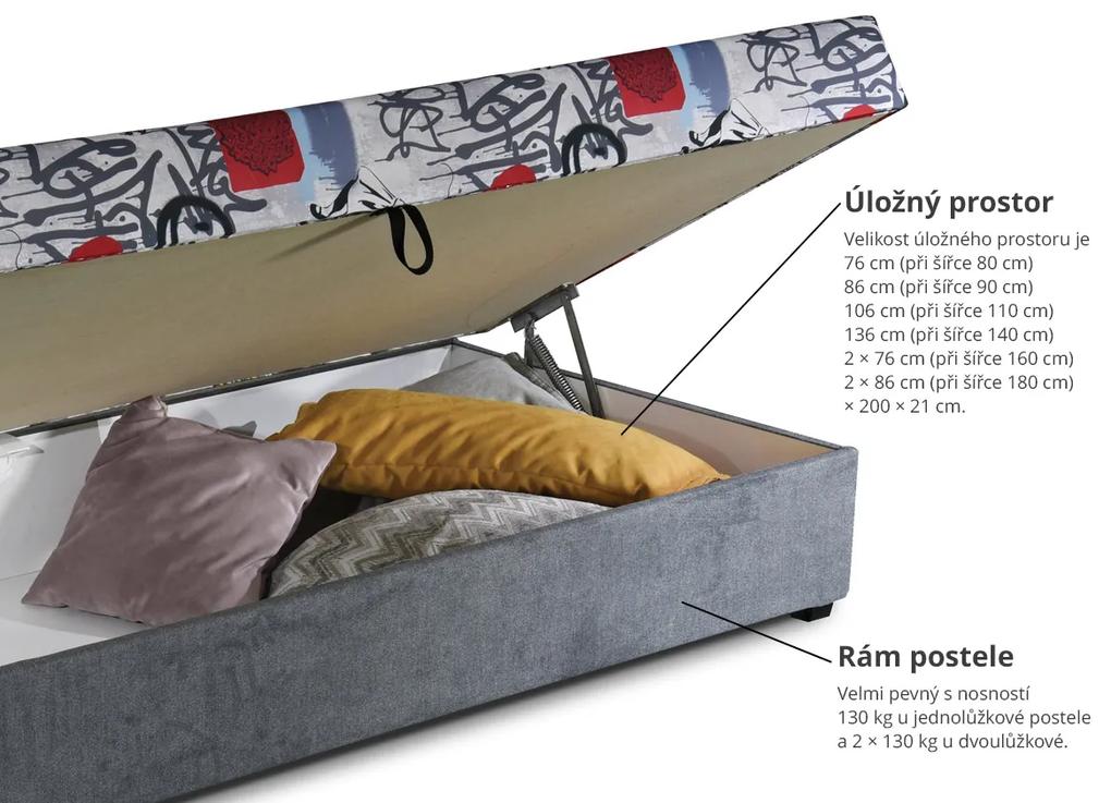 NEW DESIGN postele Postel MODO s hlavovým čelem a úložným prostorem, matrace a rošt v ceně, 140×200 cm Velikost postele: 140 × 200 cm