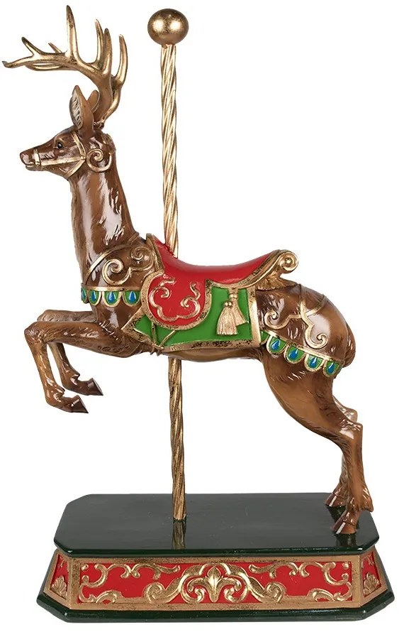Hnědá dekorace socha Jelen na podstavci - 35*18*56 cm