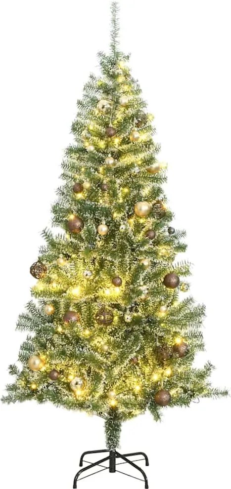 Umělý vánoční stromek s 300 LED a sadou koulí zasněžený 240 cm 3210127