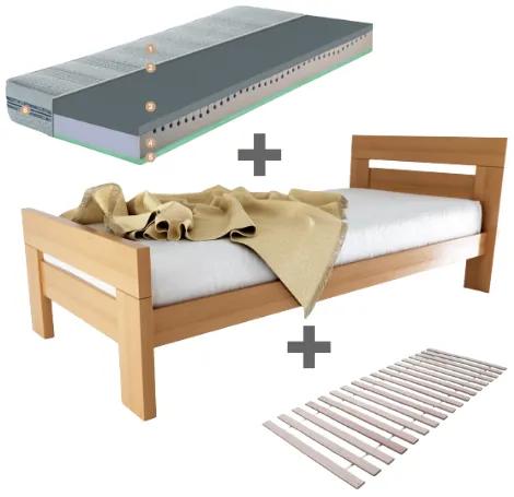 Masivní buková postel NEX 90 natur + oboustranná matrace + rošt