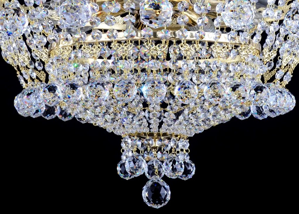 9 Bulbs basket crystal chandelier with cut crystal balls - Swarovski trimmings