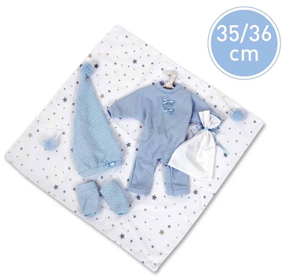 Llorens Obleček pro panenku miminko New born velikosti 35-36 cm 5dílný modrý