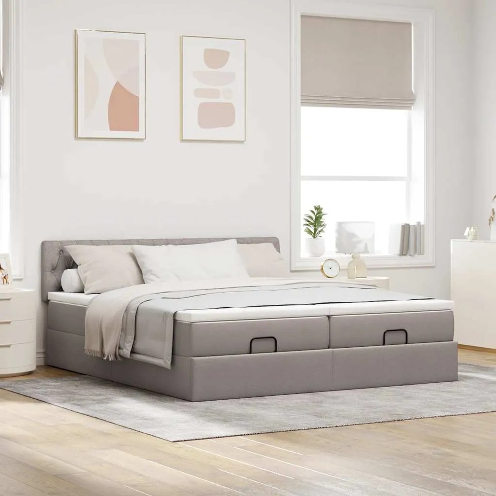 Osmanský rám postele s matracíes taupe 200x200cm textil 3312875