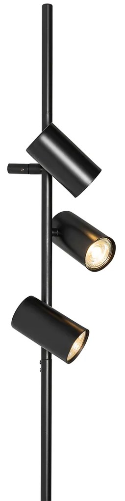 Nástěnná lampa černá s nožním spínačem 3 světla - Jeana Luxe