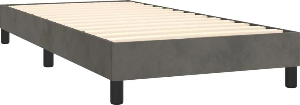 vidaXL Box spring postel s matrací a LED 90x190 cm samet [3134316] Barva: Tmavě zelená
