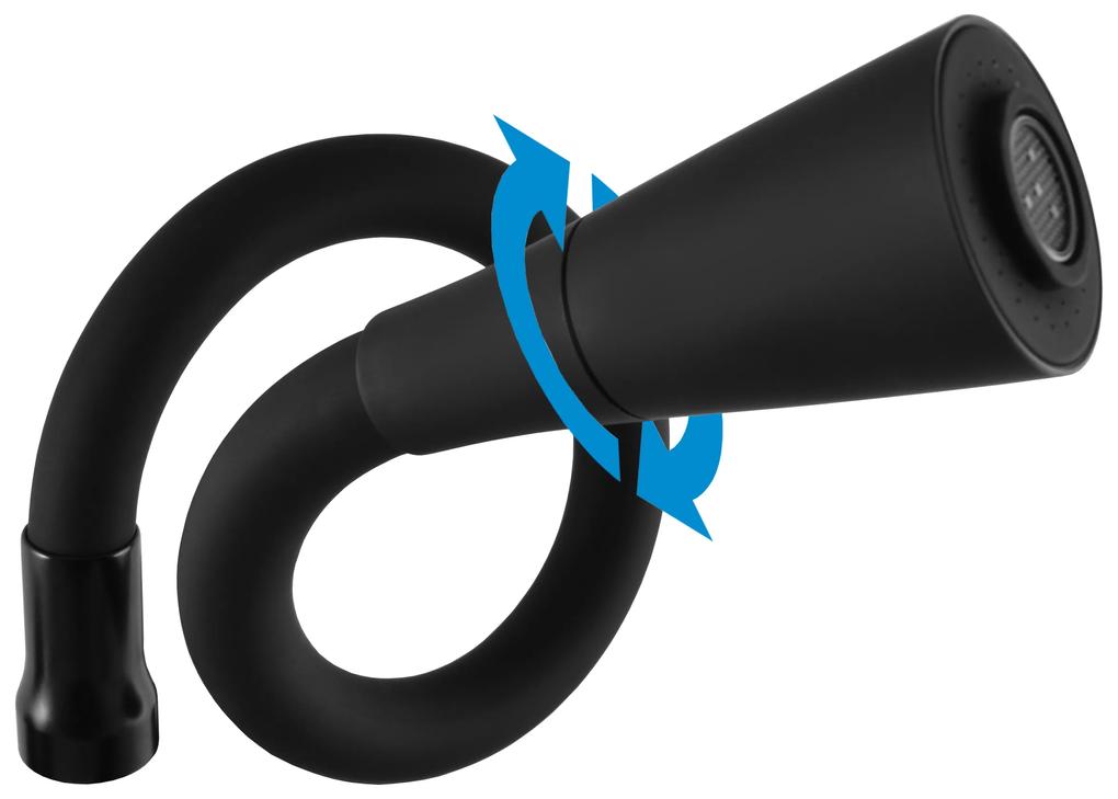 Vodovodní baterie dřezová s flexibilním ramínkem COLORADO, Barva: černá matná/chrom, Rozměr: 100 mm