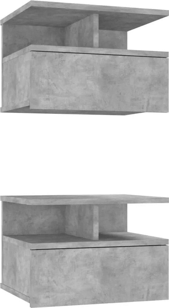 vidaXL Plovoucí noční stolky 2 ks 40 x 31 x 27 cm kompozit [800414] Barva: kouřový dub