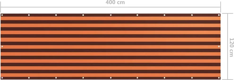 Balkónová zástěna oranžovo-hnědá 120 x 400 cm oxfordská látka 134933