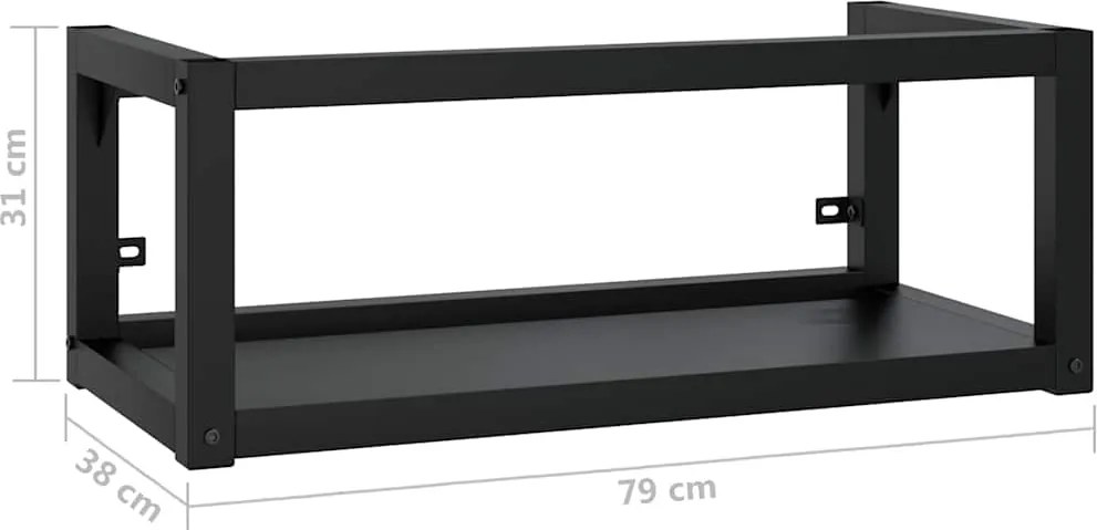 Nástěnný koupelnový regál pod umyvadlo černý 79x38x31 cm železo 338495