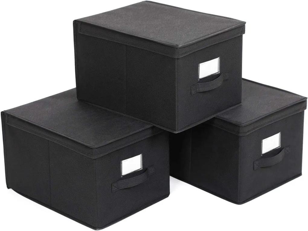 3 úložné boxy s víkem Trox černé