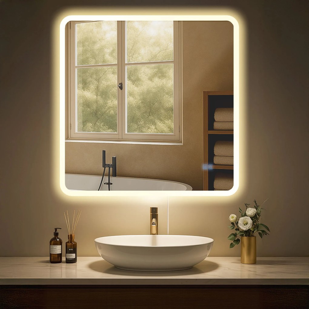 Koupelnové zrcadlo Jericho 80x80 bez Bluetooth – čiré sklo