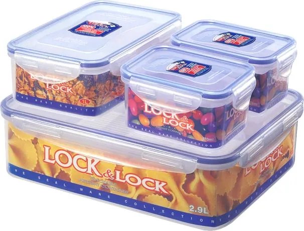 LOCK&LOCK Dóza na potraviny LOCK, set 4 ks, 3,9l/ 1l/ 470ml