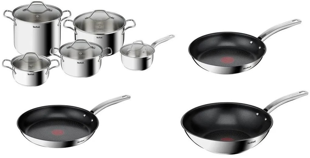 Sada nádobí tefal sada nádobí 10 ks intuition b864sa74 + tefal pánev 24 cm, 28 cm a wok 28 cm