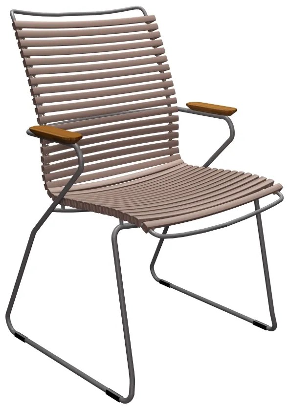OnaDnes -20% Hnědá plastová zahradní židle HOUE Click II. s područkami