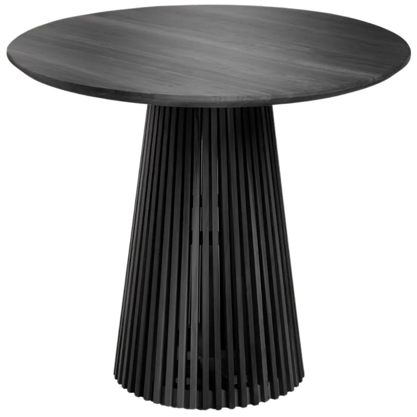 OnaDnes -20% Černý dřevěný kulatý jídelní stůl Kave Home Jeanette 90 cm