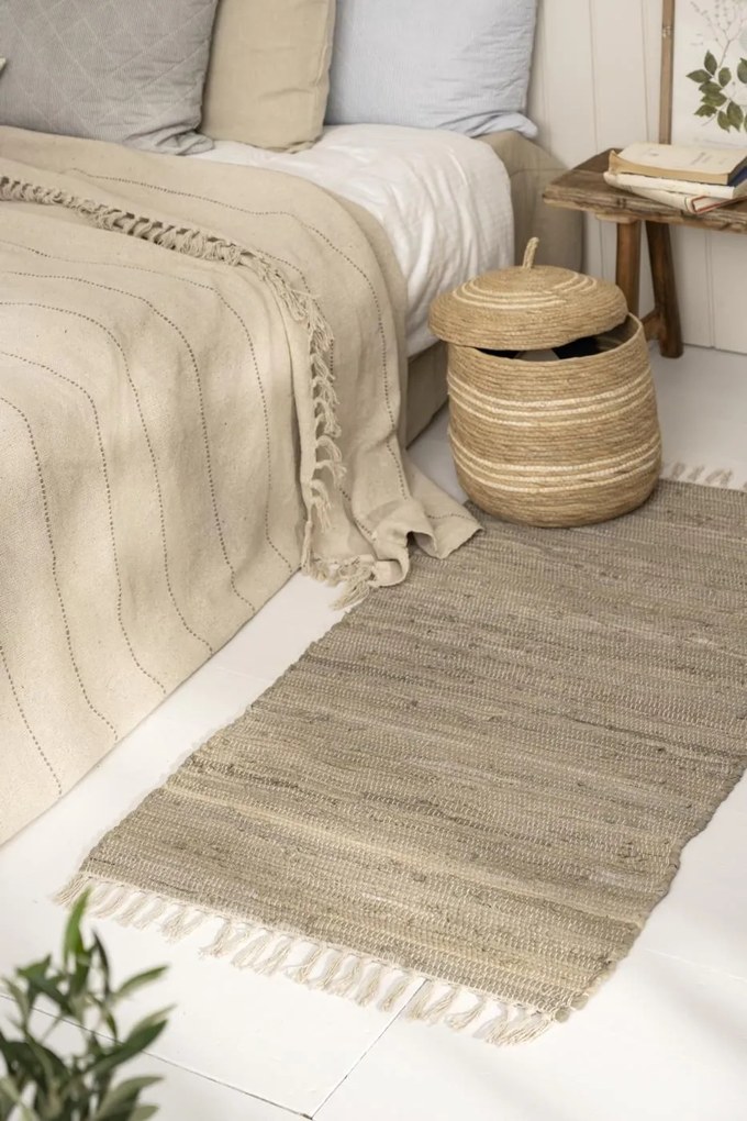 IB LAURSEN Přehoz na postel Cream/Brown Stripes 240 x 240 cm, krémová barva, textil