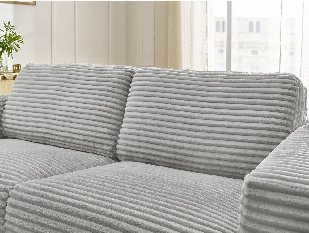 Světle šedá manšestrová pohovka na každodenní spaní/rozkládací 220 cm Hugo – Bobochic Paris
