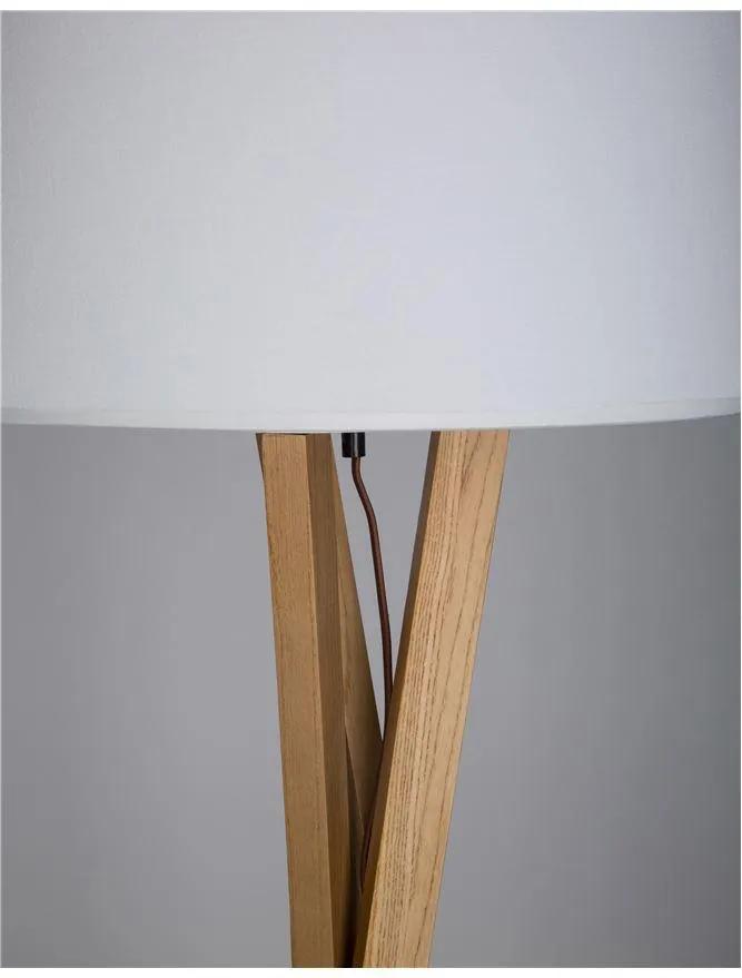 Nova Luce Stojací lampa SALINO stínidlo slonovinová bílá hnědý kabel přírodní dřevo E27 1x12W