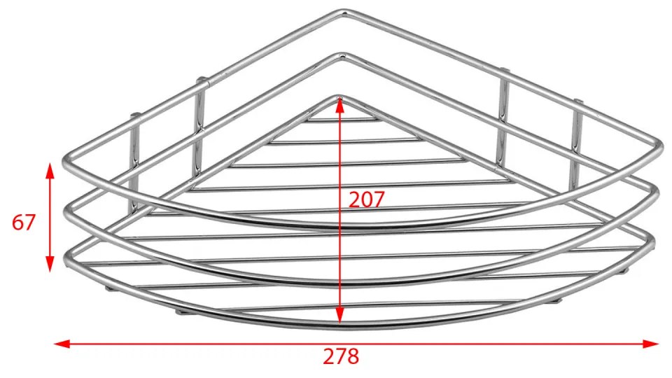 Aqualine CHROM LINE drátěná police rohová jednoduchá, chrom 37005