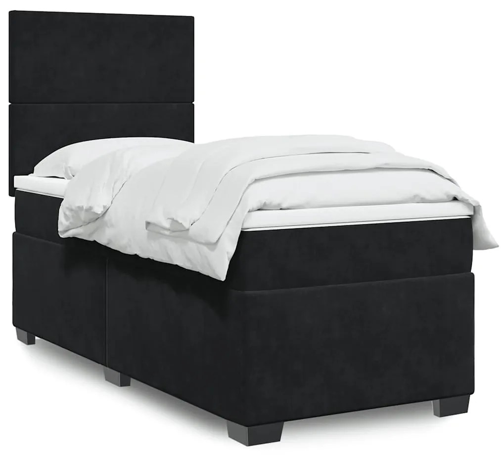 Box spring postel s matrací černá 80 x 200 cm samet 3293058
