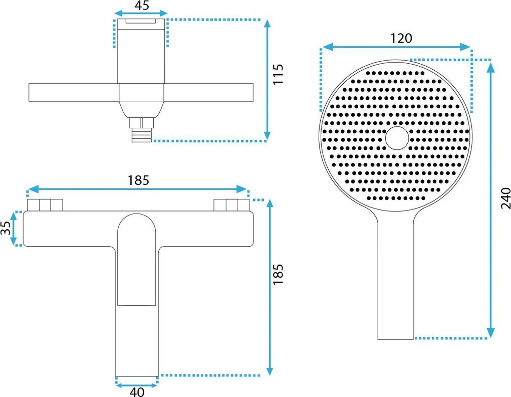 Rea Avalon, vanová baterie s ruční bodovou soupravou, chromová, REA-B1156