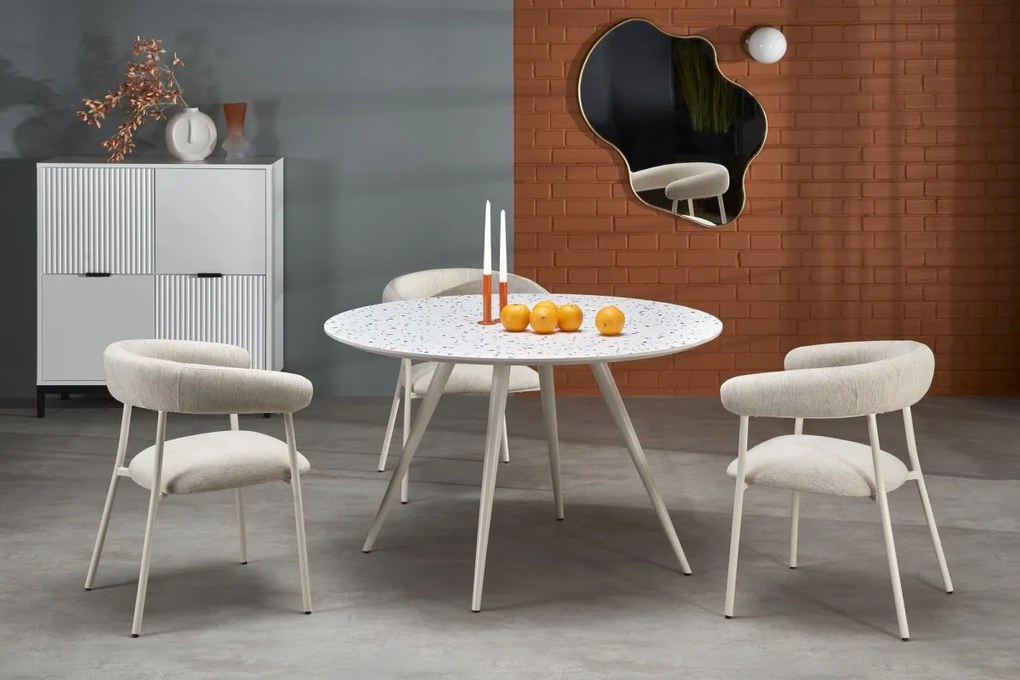 Jídelní stůl Aramis 120 cm terrazzo bílý