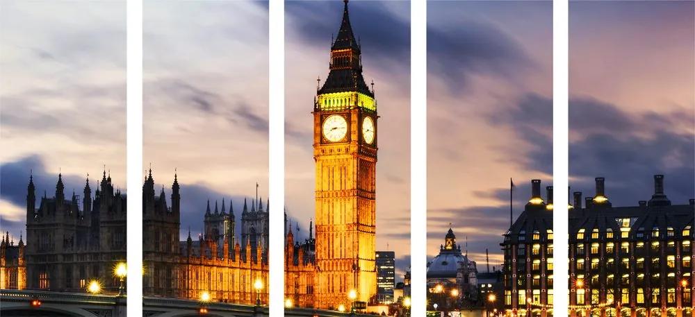 5-dílný obraz noční Big Ben v Londýně Varianta: 200x100