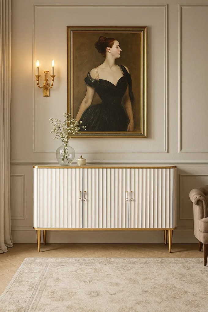 Komoda Stilig ST313 160 cm bílá/zlatá